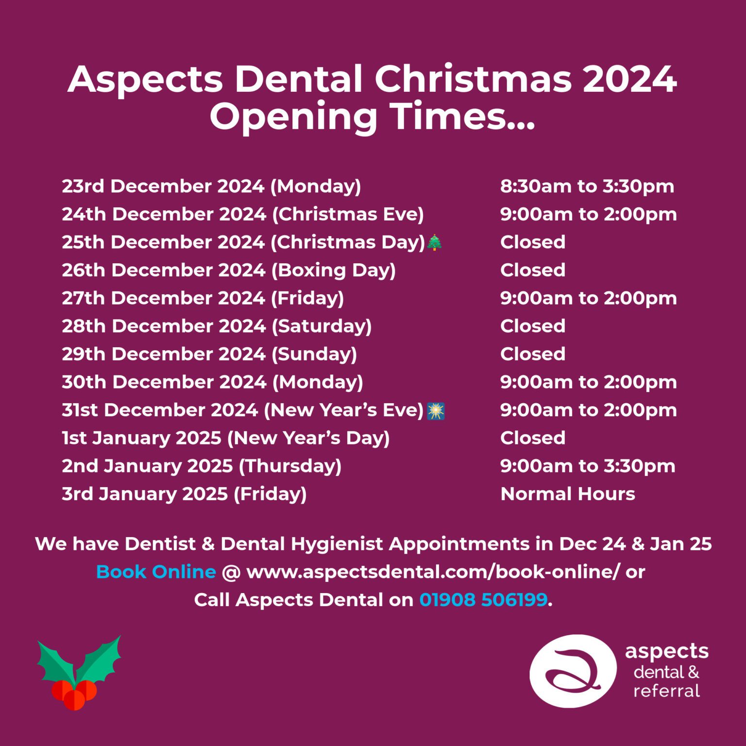 Milton Keynes Dentist Open Over Christmas 2024